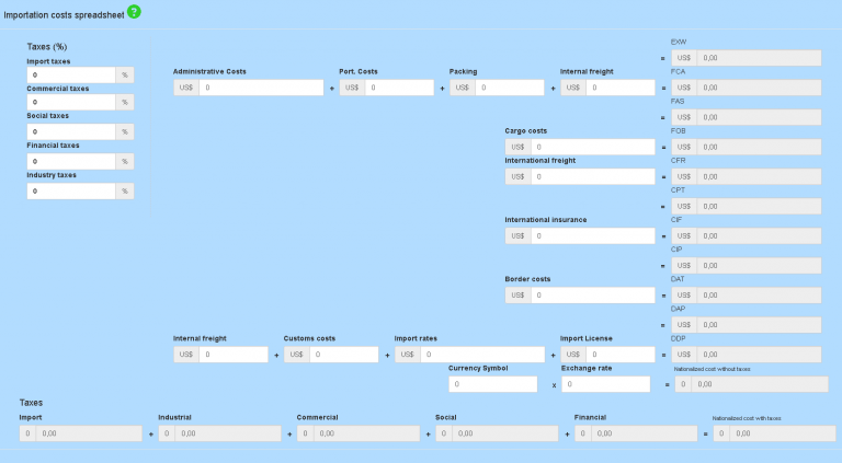 Import Costs Worksheet - know your costs.